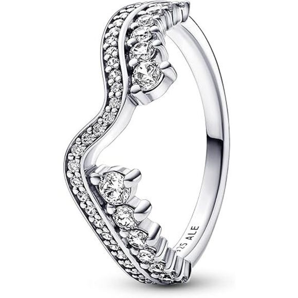 Pandora | Jewelry | Pandora Sparkling Asymmetric Wave Ring | Poshmark
